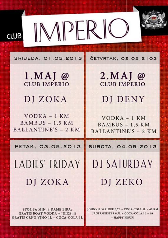 1 maj - Praznik rada @ Night Club Imperio